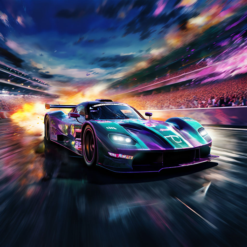 Dark green race car speeding along the racing circuit by cica mila ...