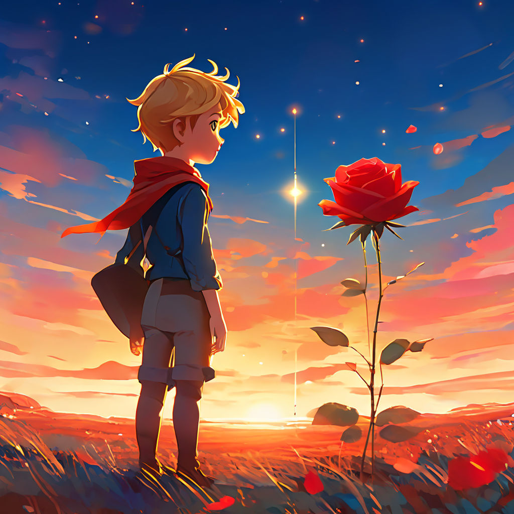 The little prince admires a red rose by Тетяна Лупашко - Playground