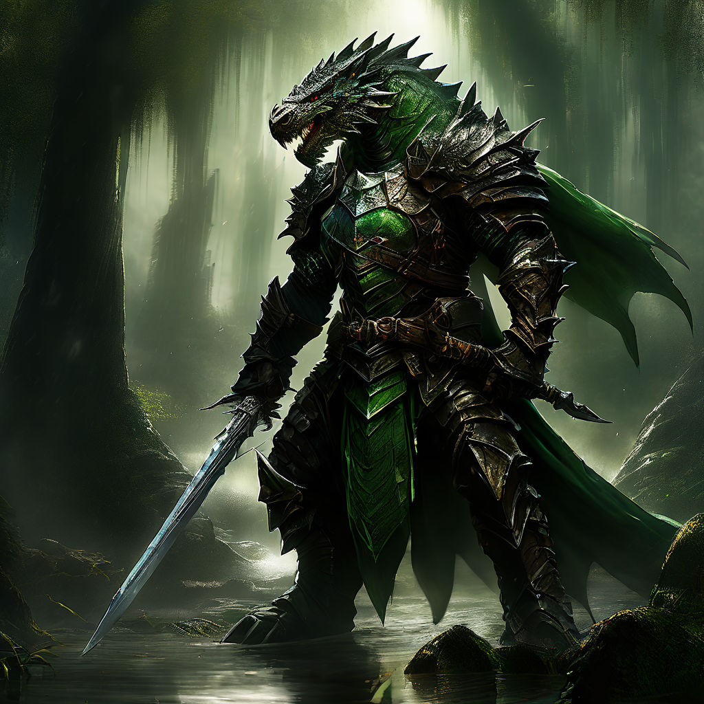 Emerald green Dragonborn warrior by PGAMODS - Playground
