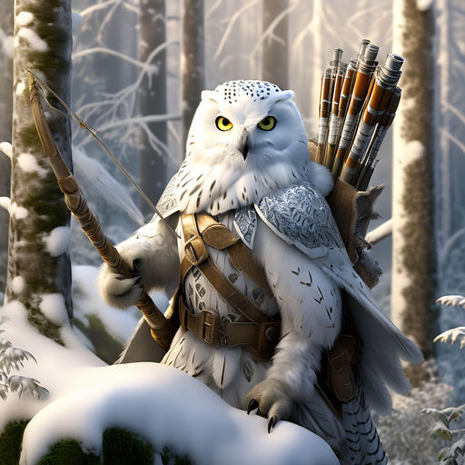 Snowy-owl ranger carrying a bow and arrow by Harrison Evans - Playground