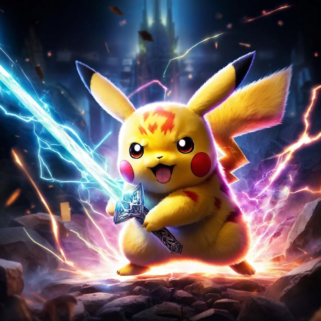 Pikachu wielding a glowing magical sword by zonfeo - Playground