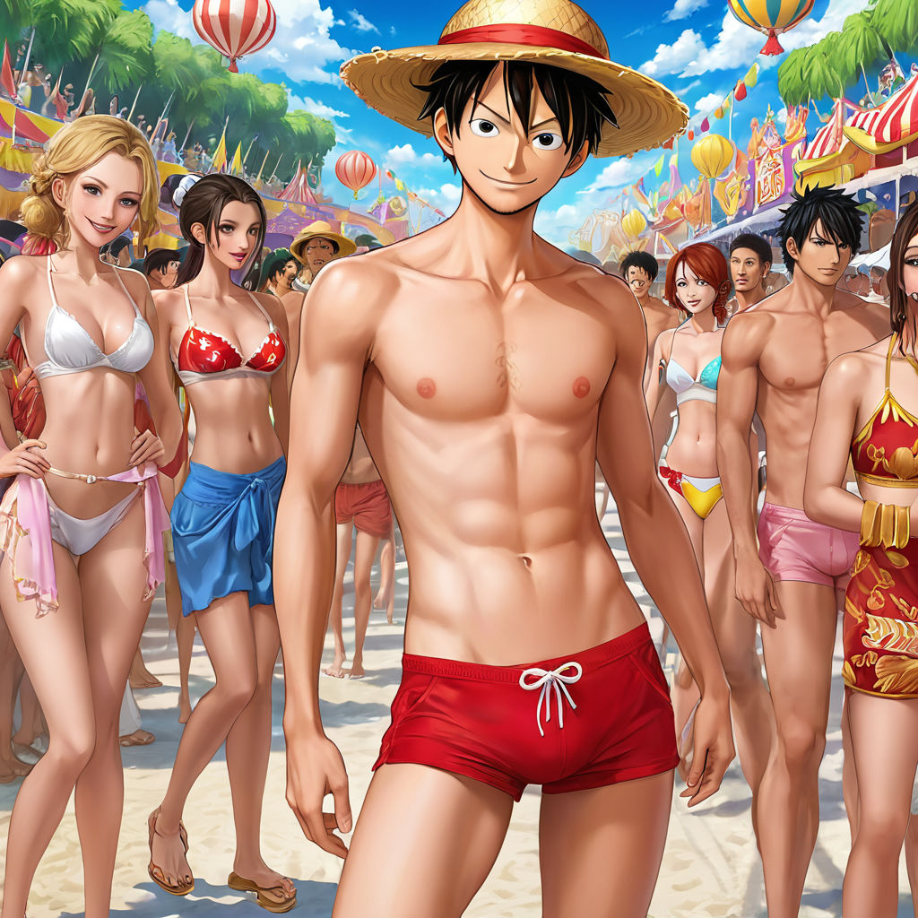 Luffy parading at the carnival in his underwear by Mauricio Rodrigues - Playground