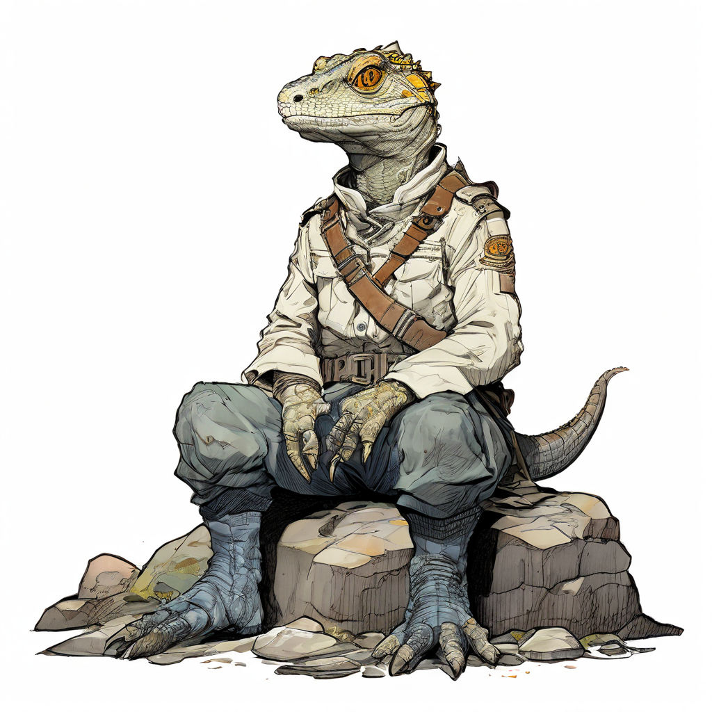 A humanoid lizard that lives underground and wears a beautif... by Joe ...