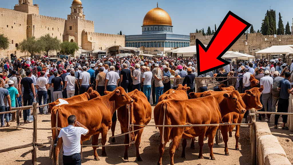 Red cows in israel with several people looking at the cows. by Willian ...