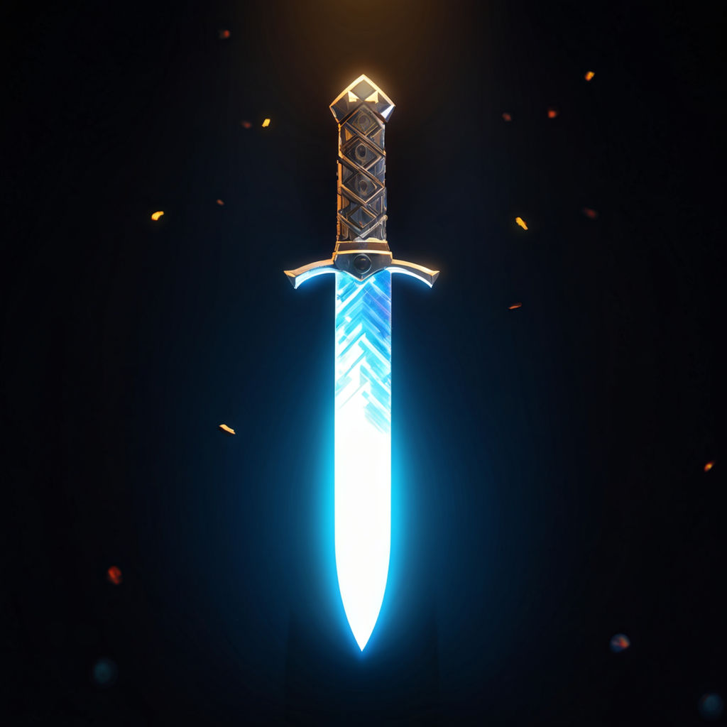 A intense digital painting of a illuminated Roblox knife gle... by Hanz ...