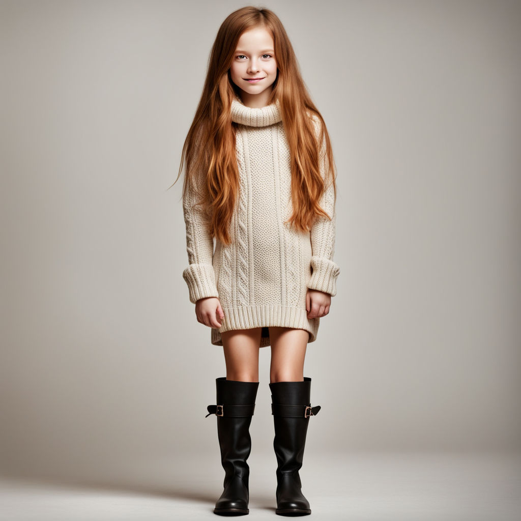 Full body photograph of a cute petite 9 year old girl with f... by ...