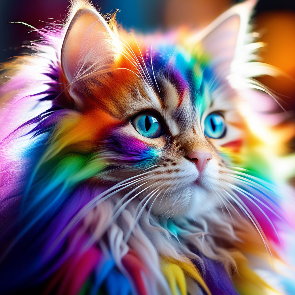 Macro photography of a rainbow cat by Miki Asai by Iris Jäger - Playground