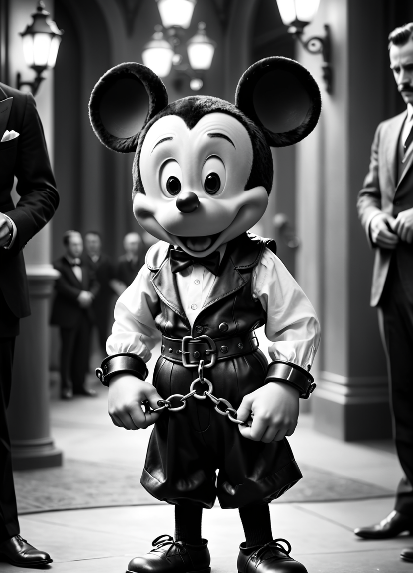 Walt Disney putting handcuffs on Mickey Mouse by Kico Toralles - Playground