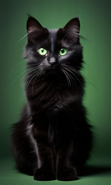 Generate a high-resolution image of an adorable black cat wi... by ...