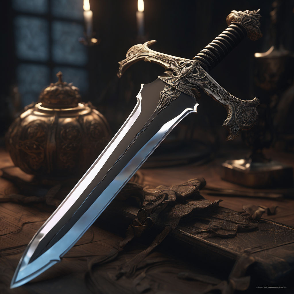 Magical longsword with a black rune-inscribed blade by Alex Lamothe ...