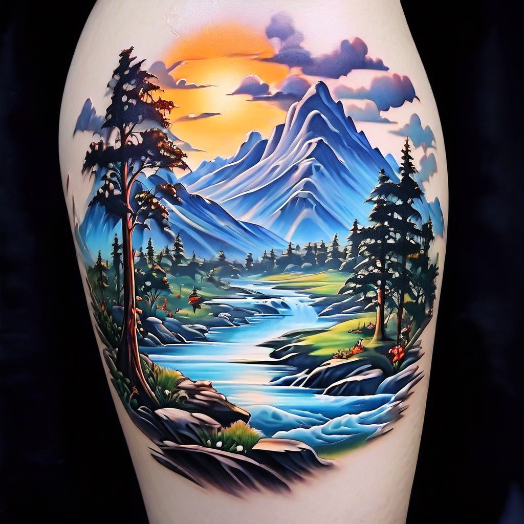 A landscape tattoo design. tattoo with style Art by Hossein Dehghan ...