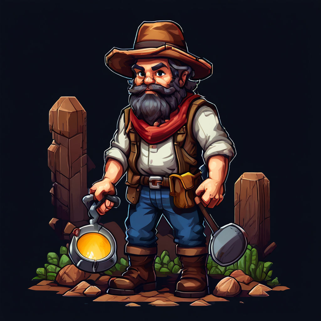 Pixel art prospector miner sprite by Ektoer Alcaraz - Playground