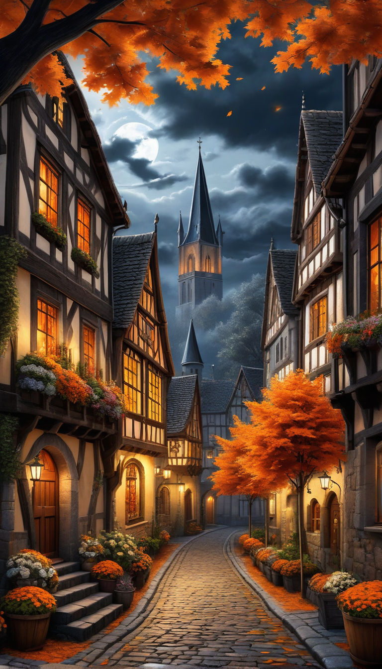 Image of a medieval city. you look along a street by Macimo - Playground