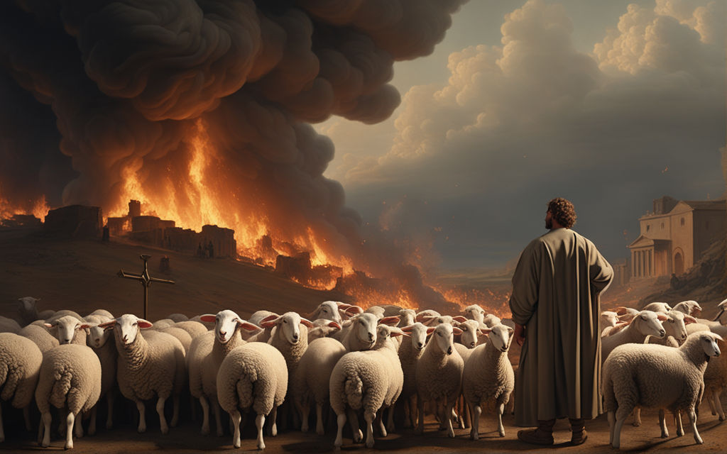 Abraham tending the sheep and watching Sodom and Gomorrah be... by ...