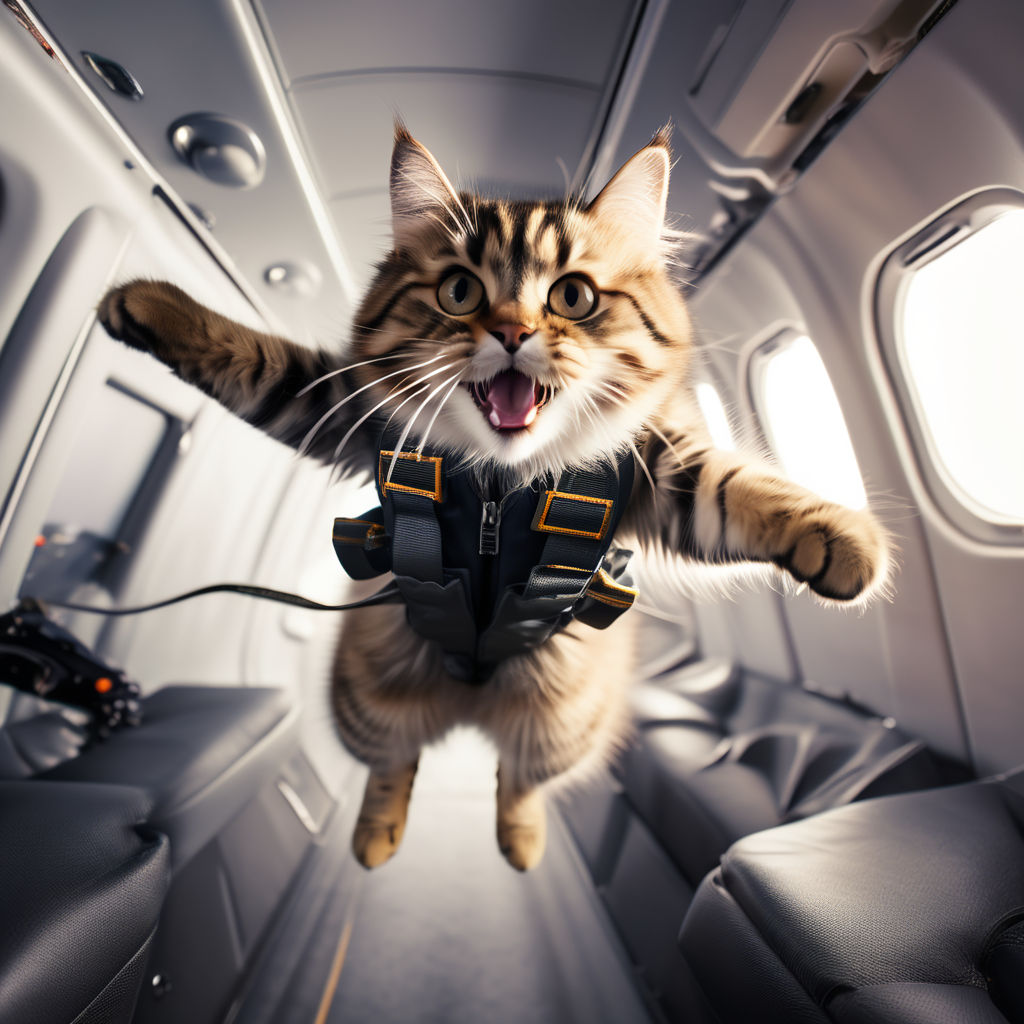 Real photo of a cat jumping from a plane with a rope by Mobz Kxxj ...