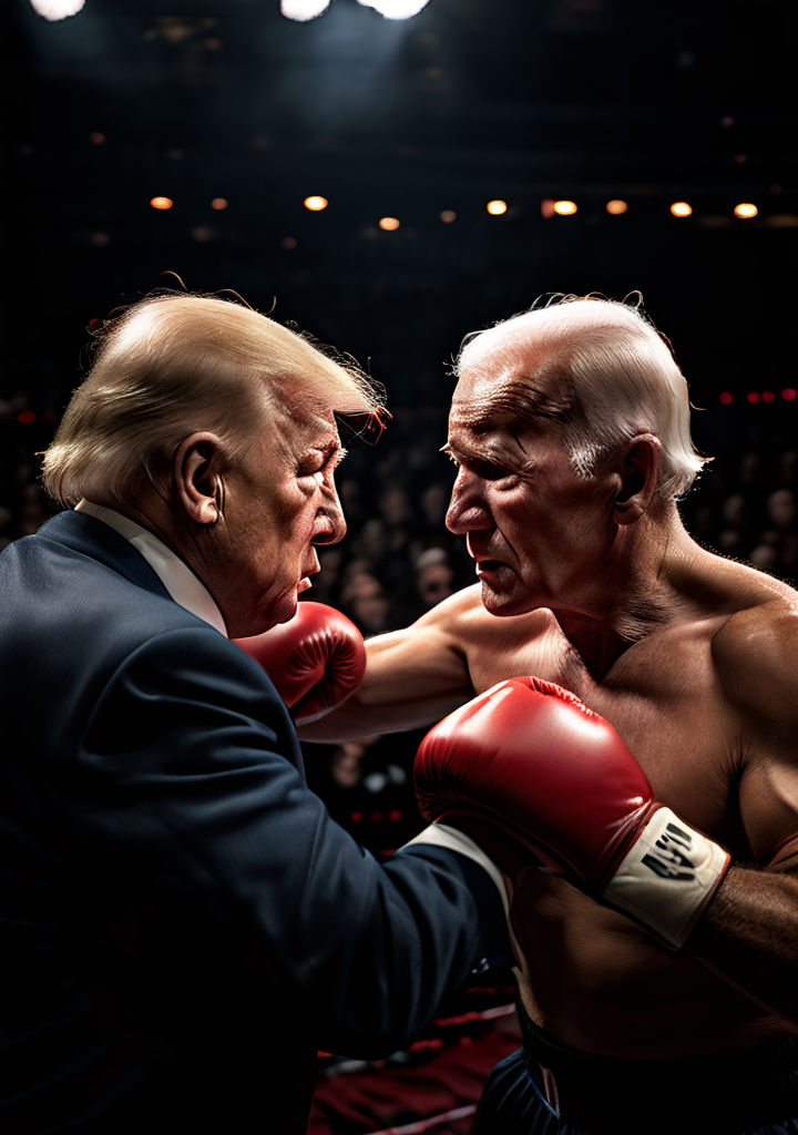 Boxing match tableau featuring former President Donald Trump... by leo ...