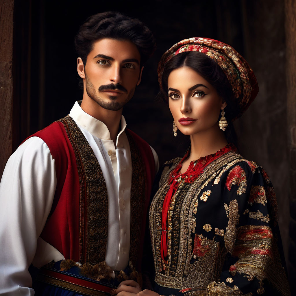 Italian man and woman with traditional clothes by Sara - Playground
