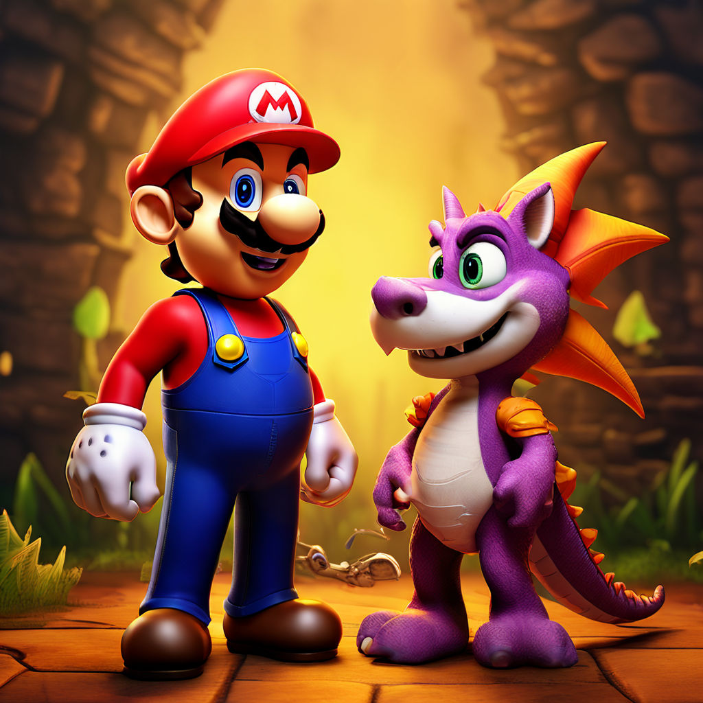 Mario meets crash bandicoot with spyro the dragon by Eric Kimble ...