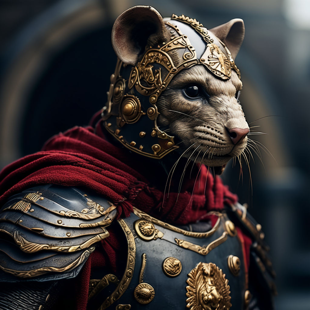 This image depicts a rat-faced Roman soldier in ancient armo... by ...