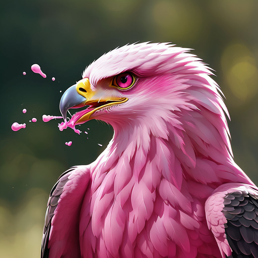 A beautiful pink hawk spitting out copious amounts of saliva... by Mo ...