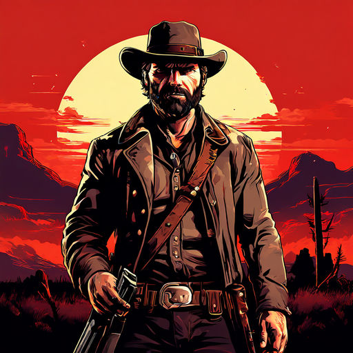 Rick Grimes in the Red Dead Redemption 2d cover art style by Alex L ...