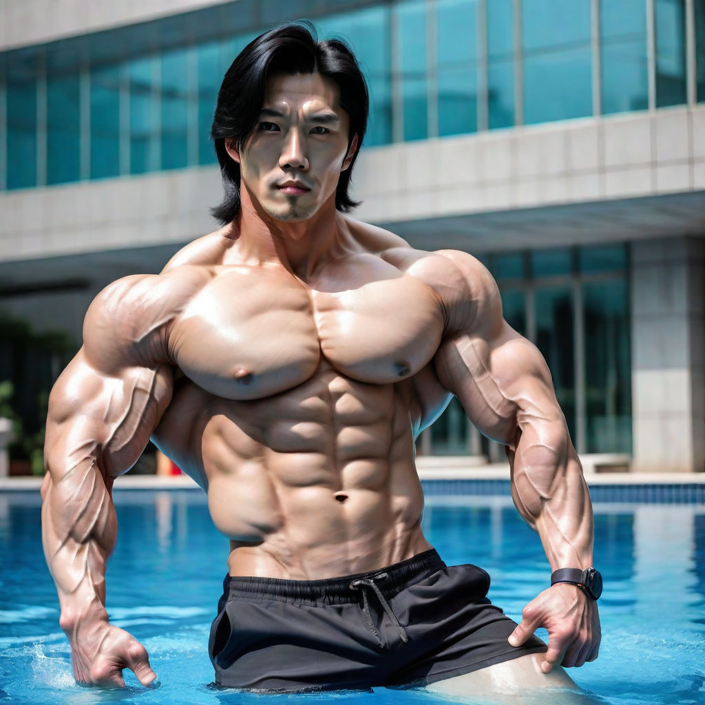 Handsome korean bodybuilder with black hair 35yo with massiv... by 858 ...