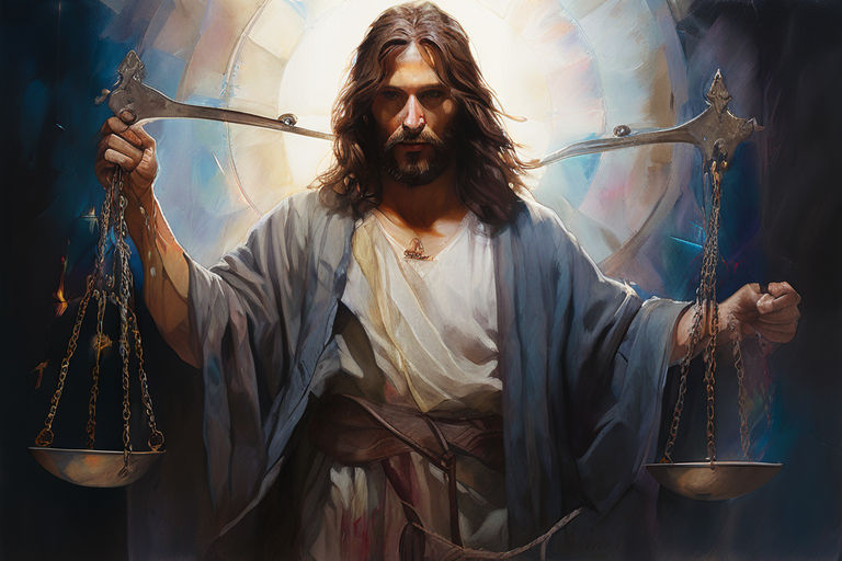 Jesus with the scales of justice. by Joemart Lima - Playground