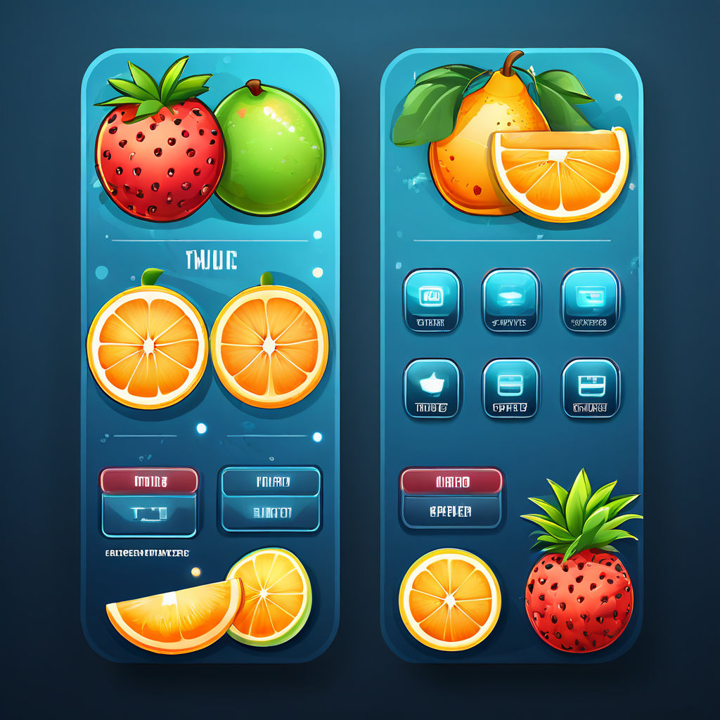 Main menu UI buttons with fruit design for start like button... by ...