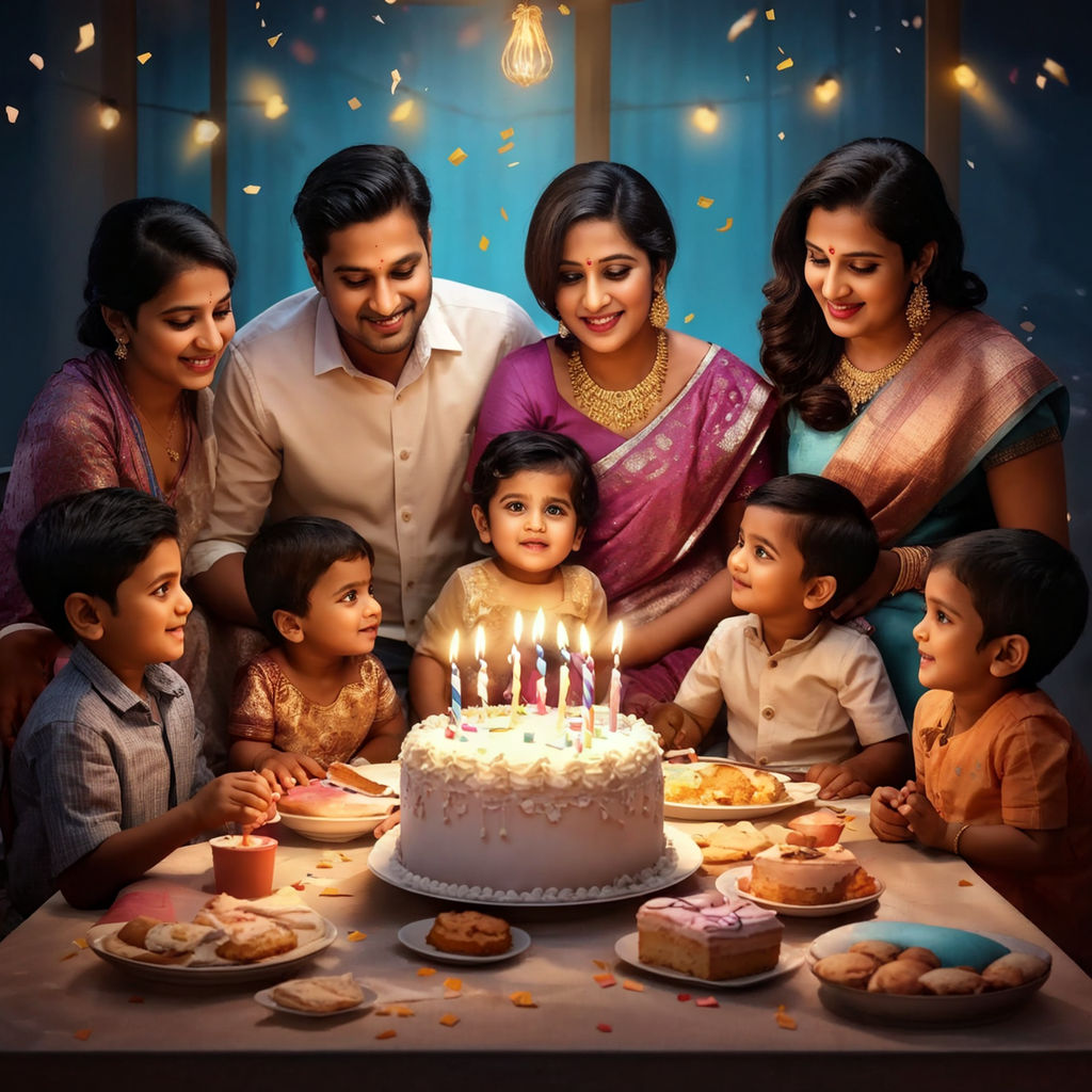 Illustration of Birthday Celebration of 1 Year Indian baby B... by ...