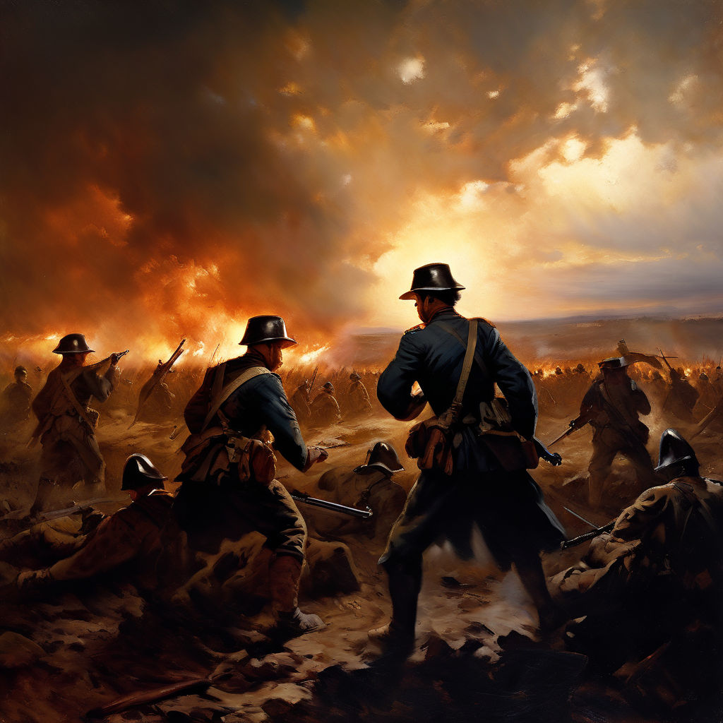Civil War soldiers engaged in fierce combat by Holly Lawrence - Playground