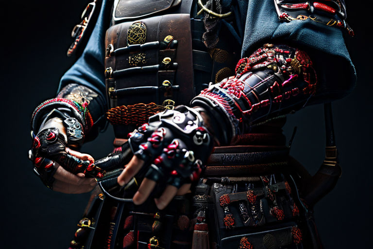 A samurai man with a bionic hand by idgaf - Playground