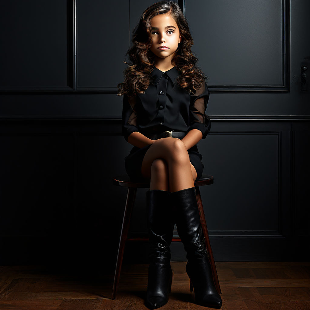 A 7-year-old girl wearing thigh-high by Wanda Cook - Playground