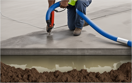 A construction worker Slab jacking by Sara Rankin - Playground