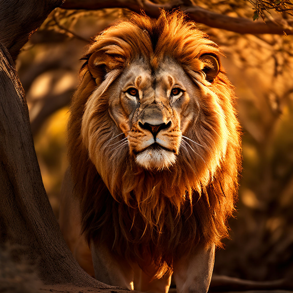 Lion engaged in an animated stare-down with a Voghurila by naser Asaad ...