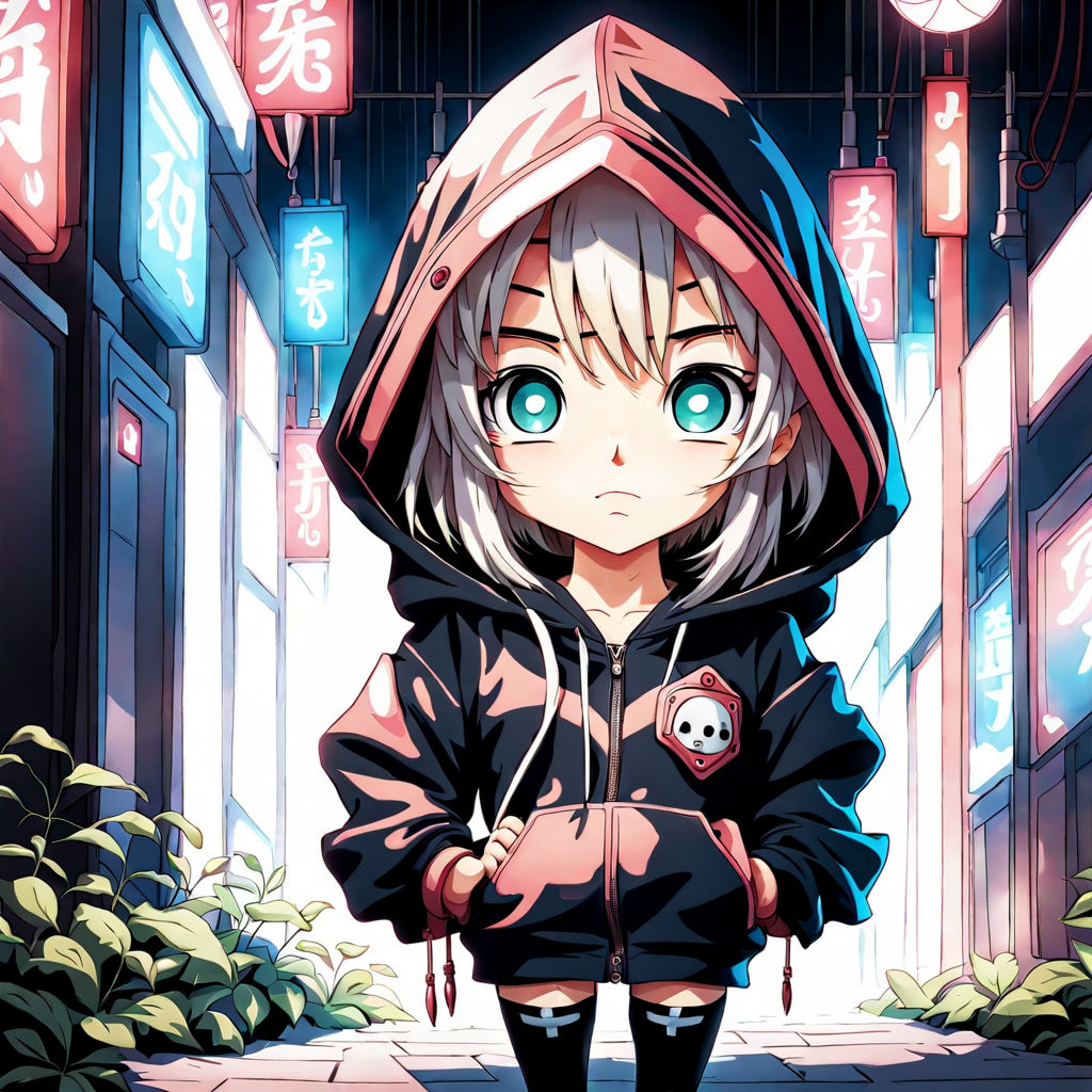 Fullbody cute creepy kawaii chibi girl by Flavia Rossano - Playground