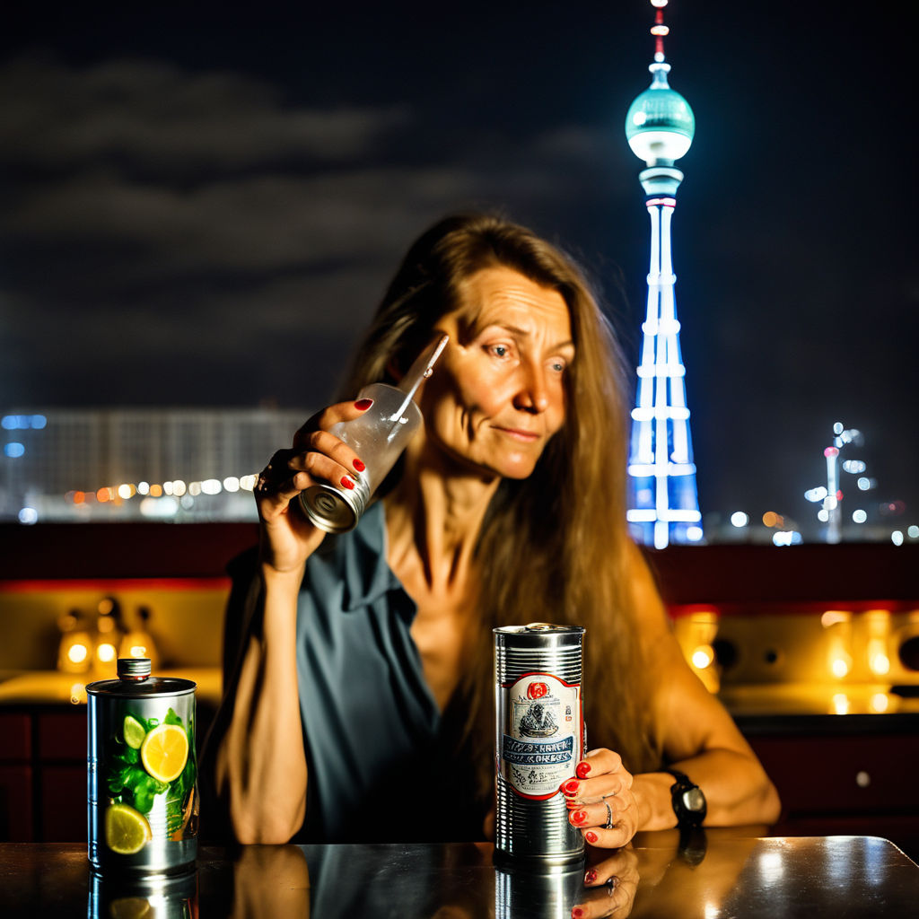 A Shaggy And Long Haired Gentle Woman Khokhlova Drinking Gin By
