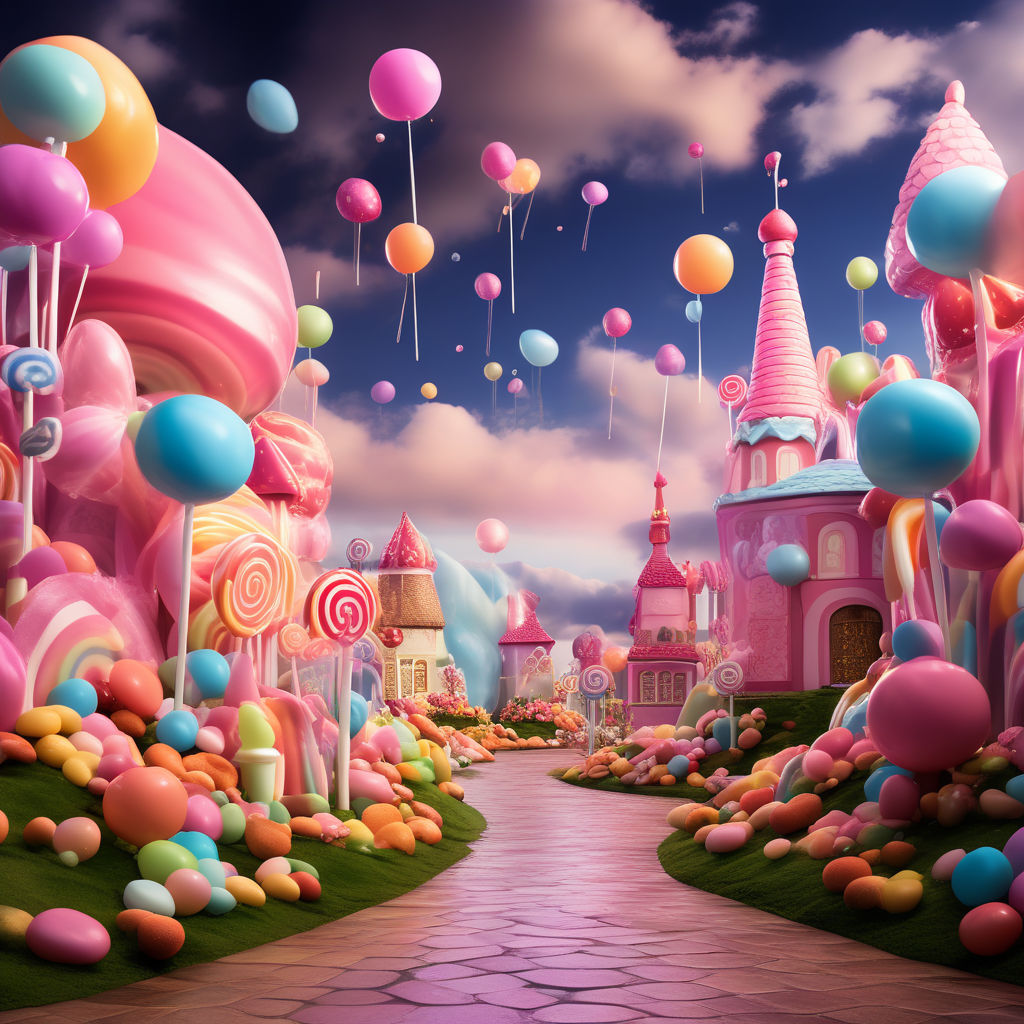 Pastel Candy land backdrop with candy rain by SJA - Playground
