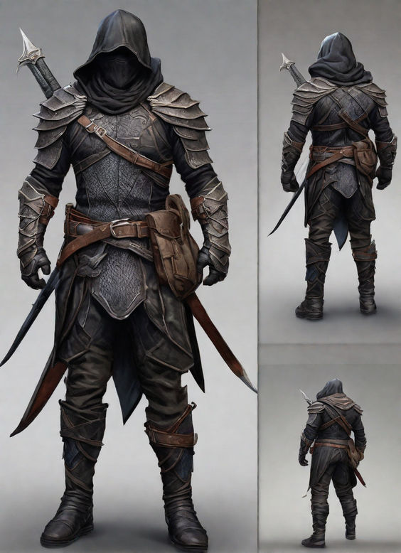 Realistic version of d&d concept assassin black leather male... by ...