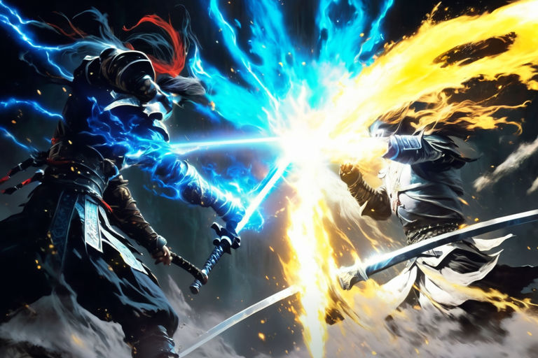 Two magical swordmans fighting by Nails Velzes Crowley - Playground