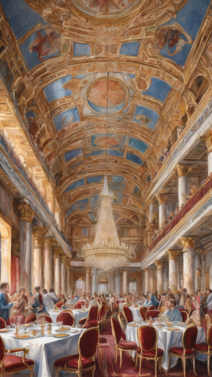 Colored pencil drawing The grand banquet hall is filled with... by Gian ...