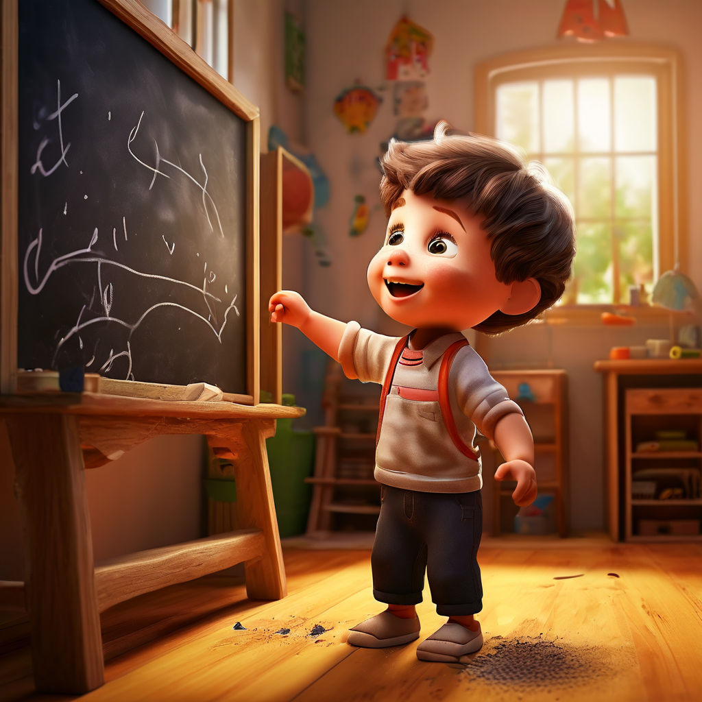 A little preschooler boy in kindergarten is playing with a g... by ...