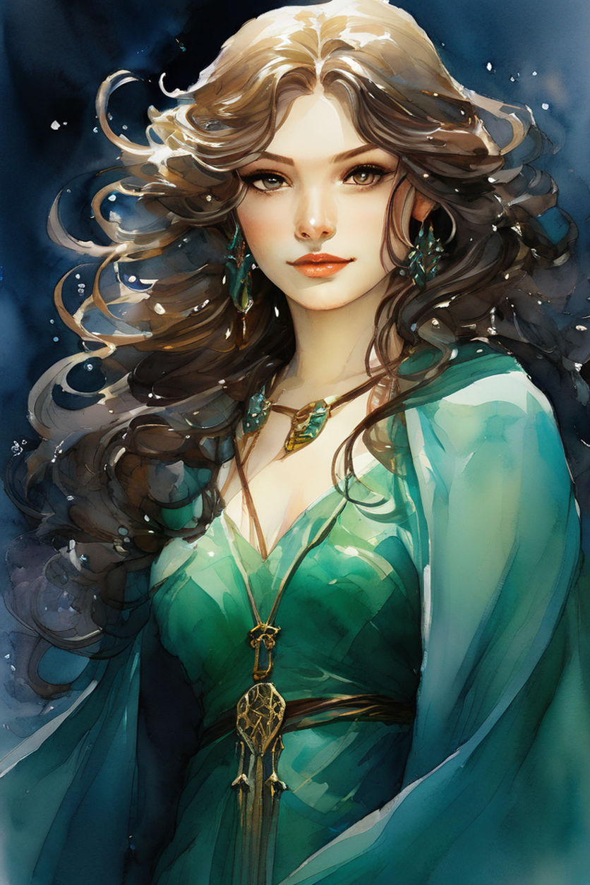 Watercolor Depiction Of A Mist Enshrouded Elf Maiden By Mark Devender Playground