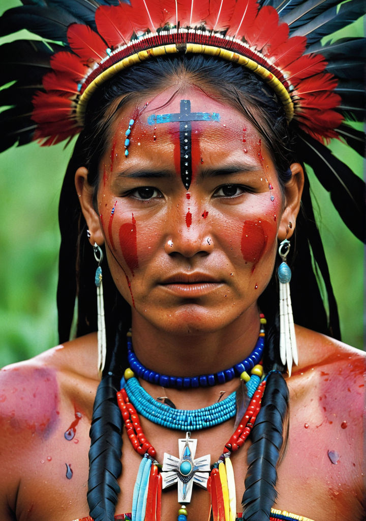 Inka woman from a native tribe depicted with tears streaming... by ...