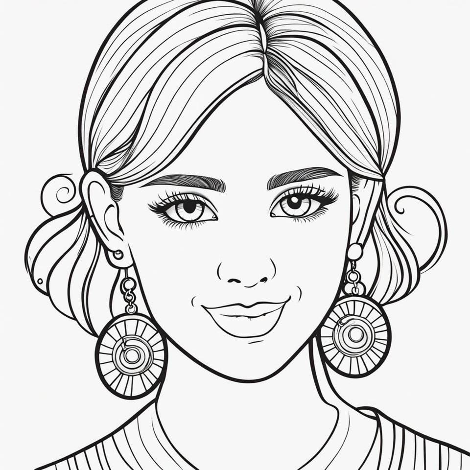 Cute Earring bold and easy coloring page for kids by Sx arabika ...
