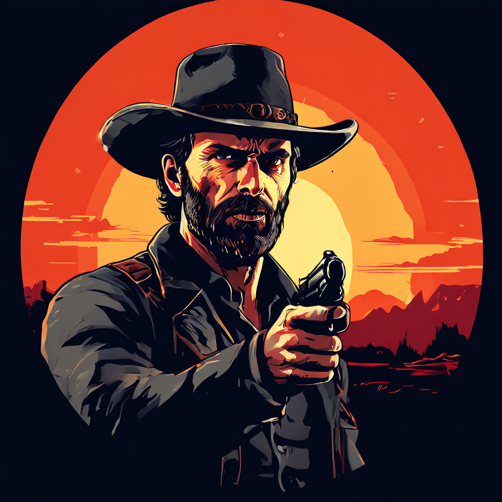 Make a image of rick grimes with a revolver using red dead r... by ...