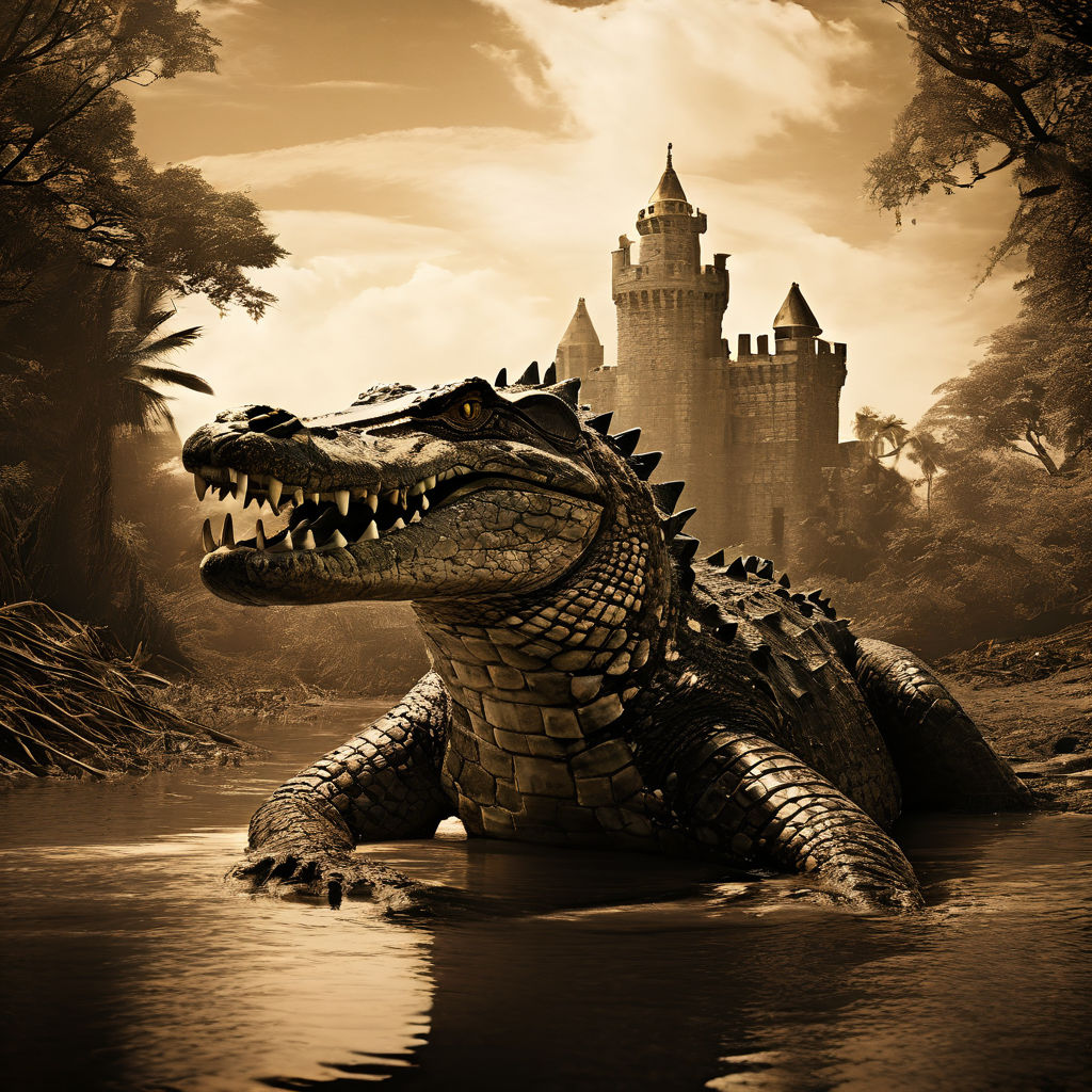A huge crocodile protecting a castle by creator Image - Playground