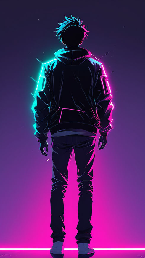 Minimal anime style man backside at back by Kusara Pinnapola - Playground