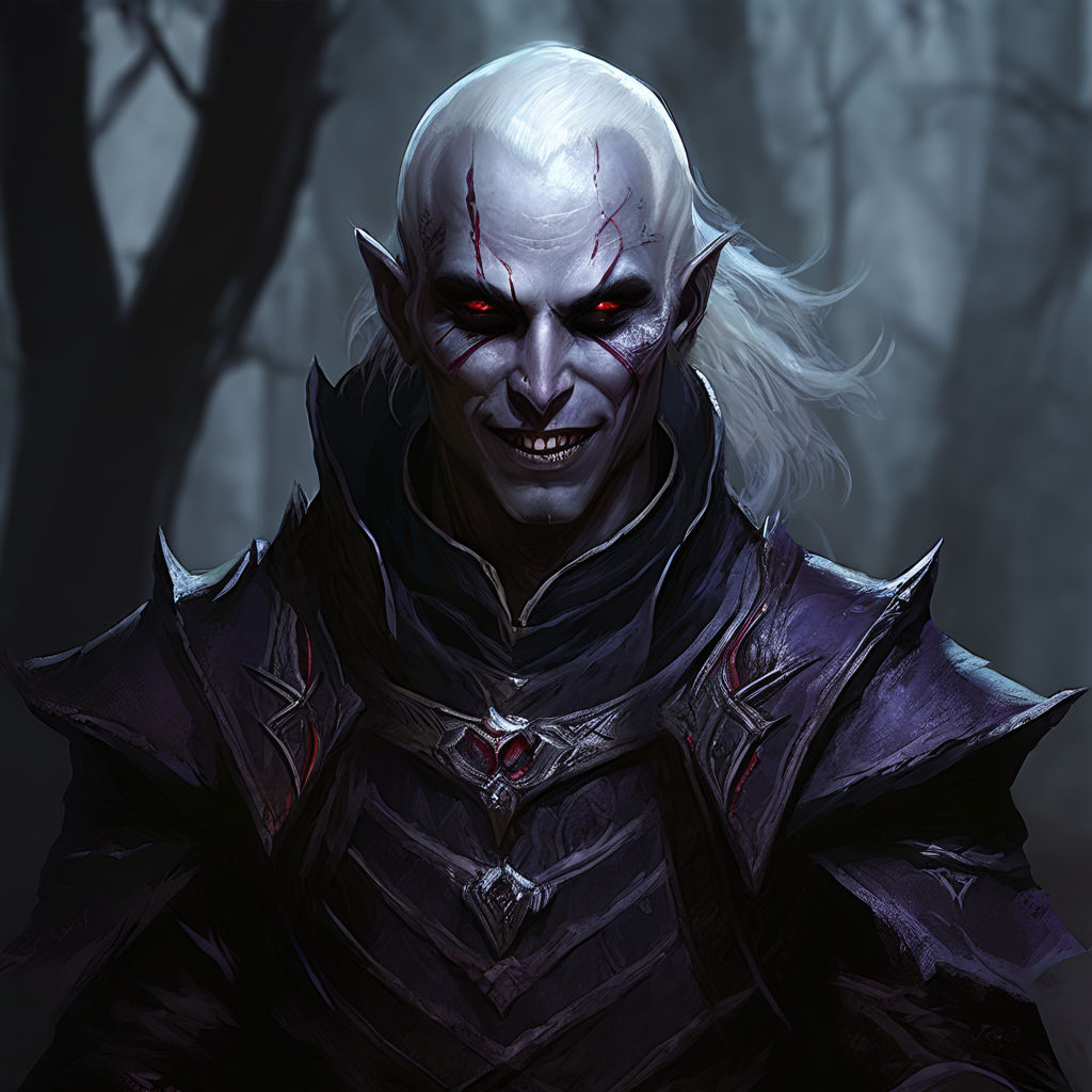 Dark elf male drow smile sharpened teeth monk warlock cannib... by ...