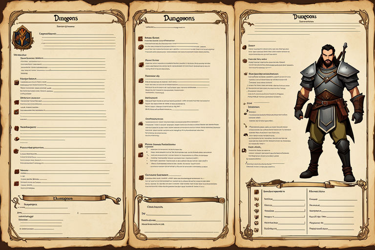 Create a character sheet for a role-playing game called Dung... by Kemi ...