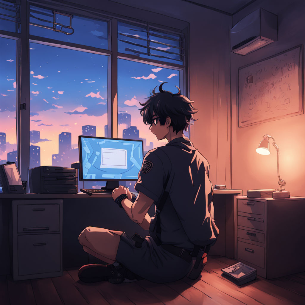 Anime guy sit in a room in handcuffs with a computer Lofi by Димончик ...